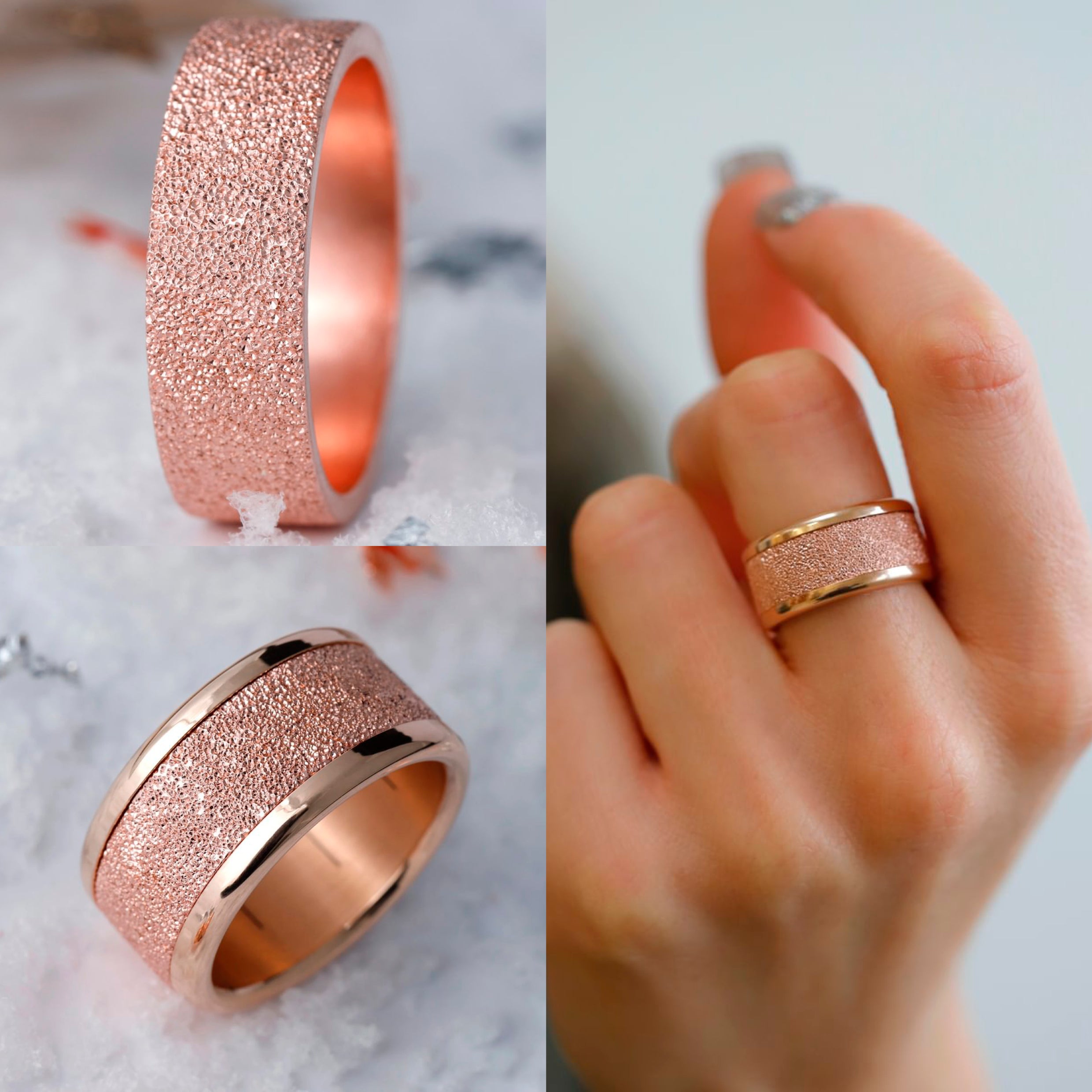 Bague en argent 925 "Neige éternelle" couleur or rose mood pour les 20 ...