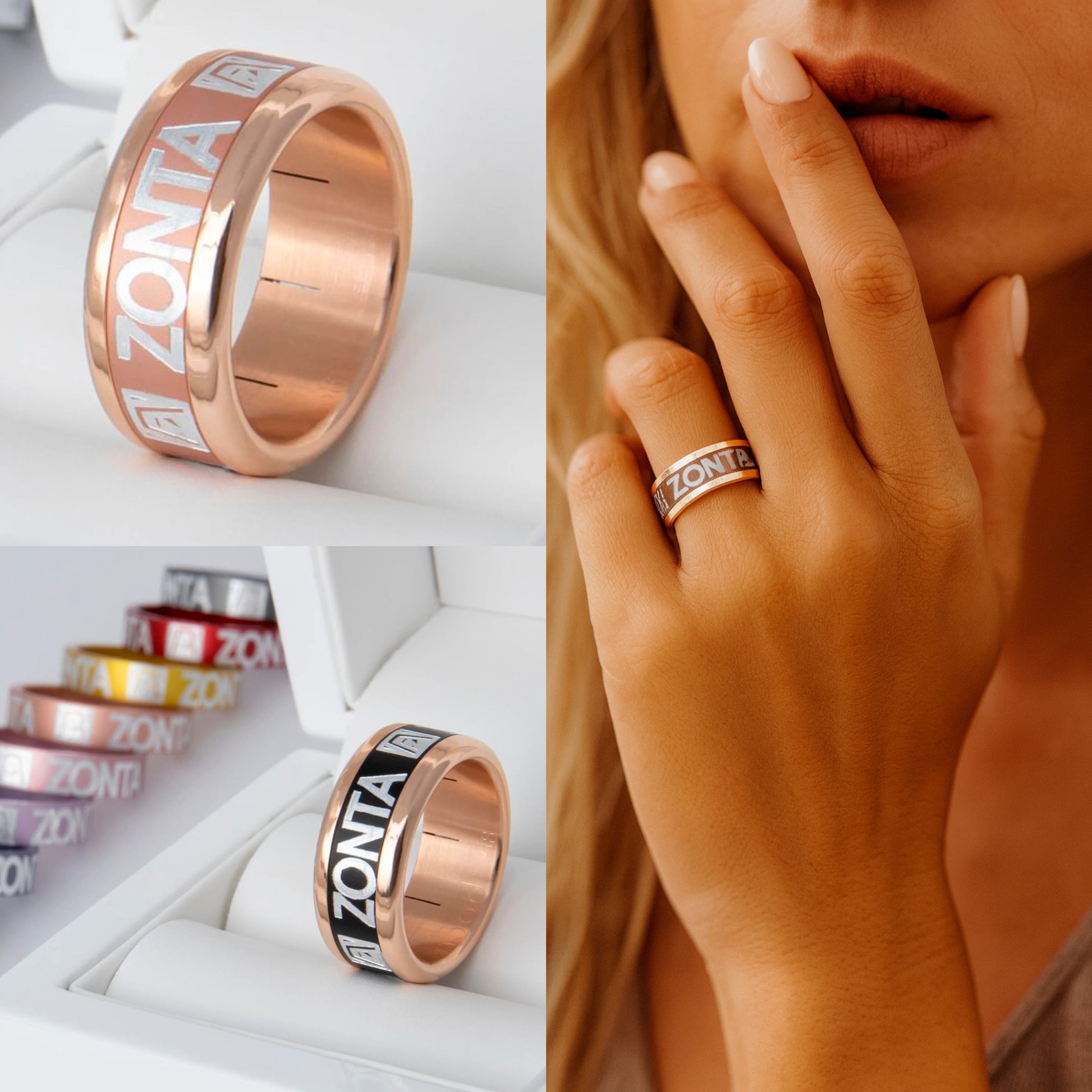 Coffret Zonta rose gold | Base extra small arrondie polie (9mm) avec u ...